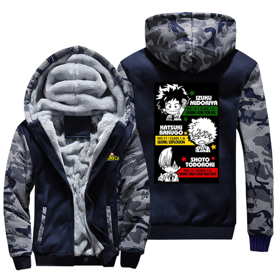 My Hero Academia Midoriya Izuku Shoto Winter Thickened Hooded Jacket ...