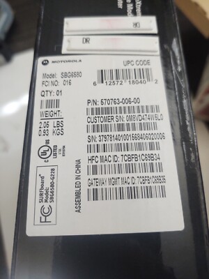 Motorola SBG6580-G228 SURFboard Black 4 LAN Ports DOCSIS3.0 Wi-Fi Modem ...
