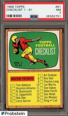 1966 Topps Football SETBREAK #61 Checklist 1-61 PSA 7 NM | eBay