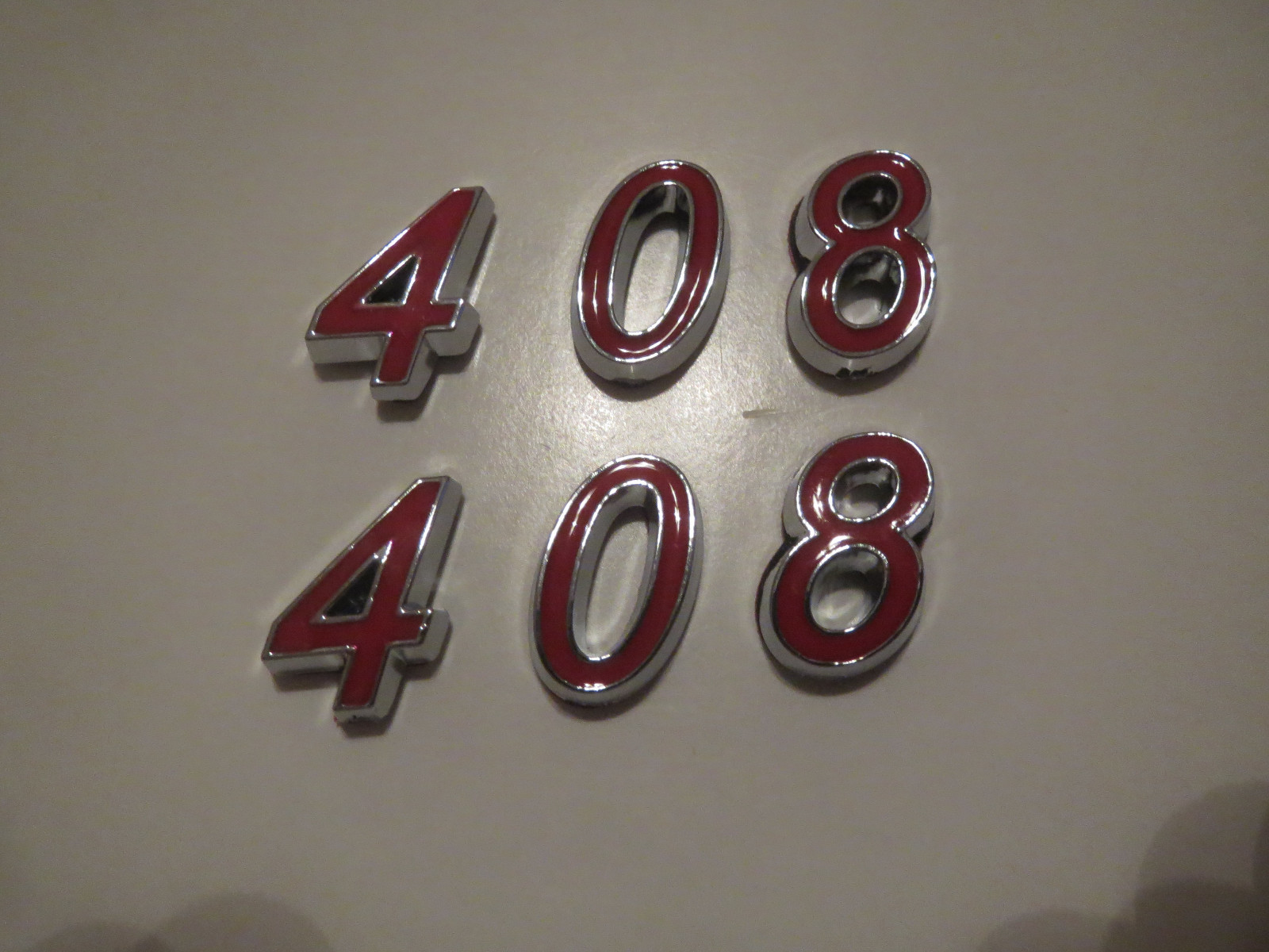 408 STROKER HOOD SCOOP FENDER TRUNK ENGINE ID EMBLEMS SET RED FITS ...
