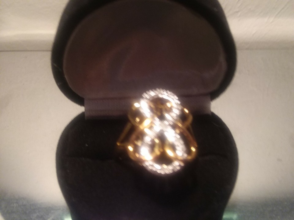 14K & STS LAB CREATED DIAMOND RING ENHANCER WRAP CROWN RING SIZE 8 ...