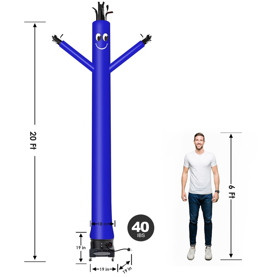 MOUNTO 20ft Blue Inflatable Dancer Sky Puppet Dancer with 1hp 18inch ...
