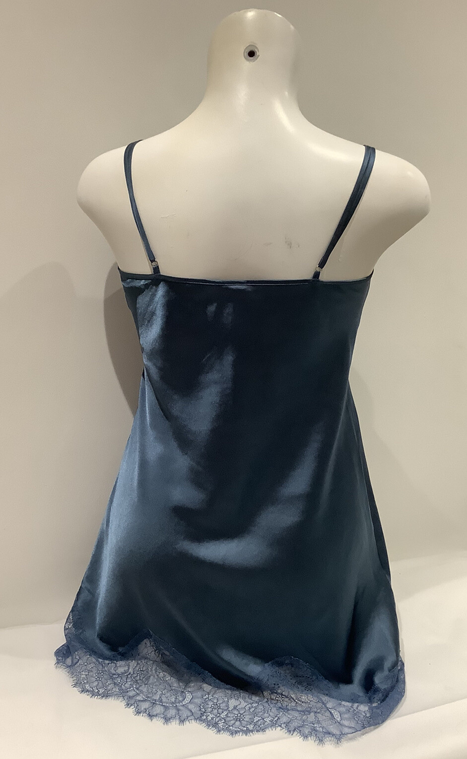 Victoria’s Secret Dark Teal Blue Satin Lace Trim Stra… - Gem