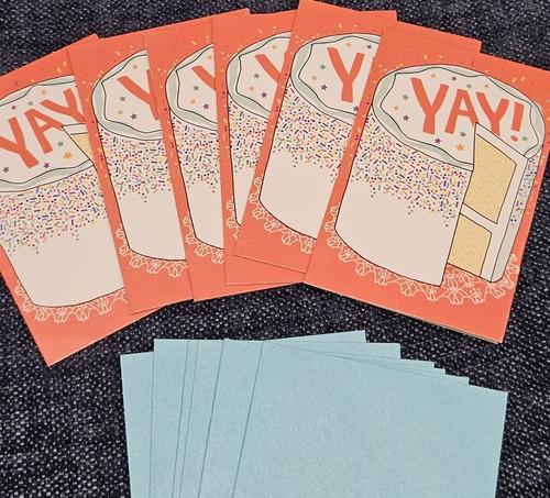 LOT OF 6 SHOEBOX BY HALLMARK MINI MIX CARDS & ENVELOPES "YAY" SLICE OF ...