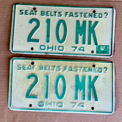 1974 Pair Ohio License Plates Tag No 210 MK | eBay