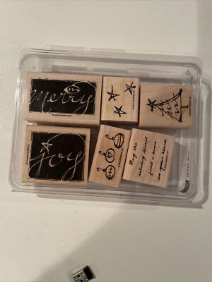Stampin' Up! Mounted Rubber Stamps 2003 HOLIDAY SPIRIT CHRISTMAS 6 ...