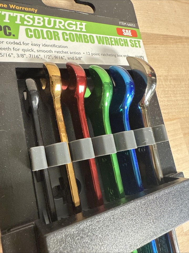 Pittsburgh 6pc Color Combo Wrench Set 66054 - 6 Ratcheting Combination ...