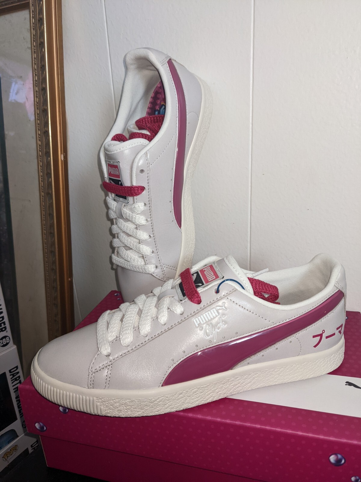Puma Clyde Tokyo Lace Up Mens Grey, Pink Sneakers Casual Shoes 39307801 ...