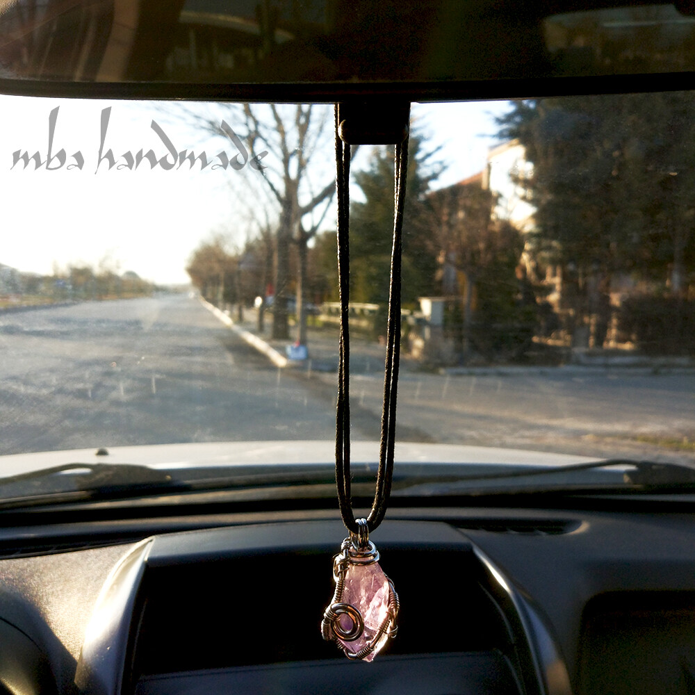 Amethyst Point Crystal Silver Wire Car Charm for Rear View Mirror ...