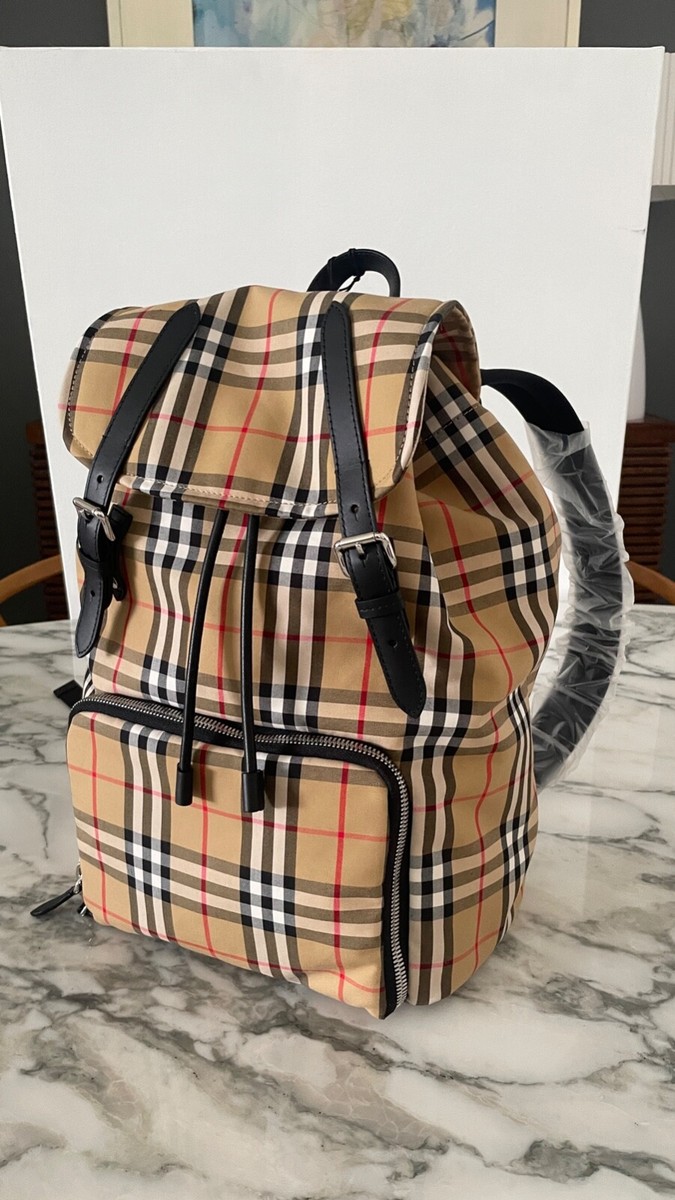 NWT Burberry LG Rucksack, Britcheck Antique Yellow, Backpack NWT Burberry LG Rucksack, Britcheck Antique Yellow, Backpack