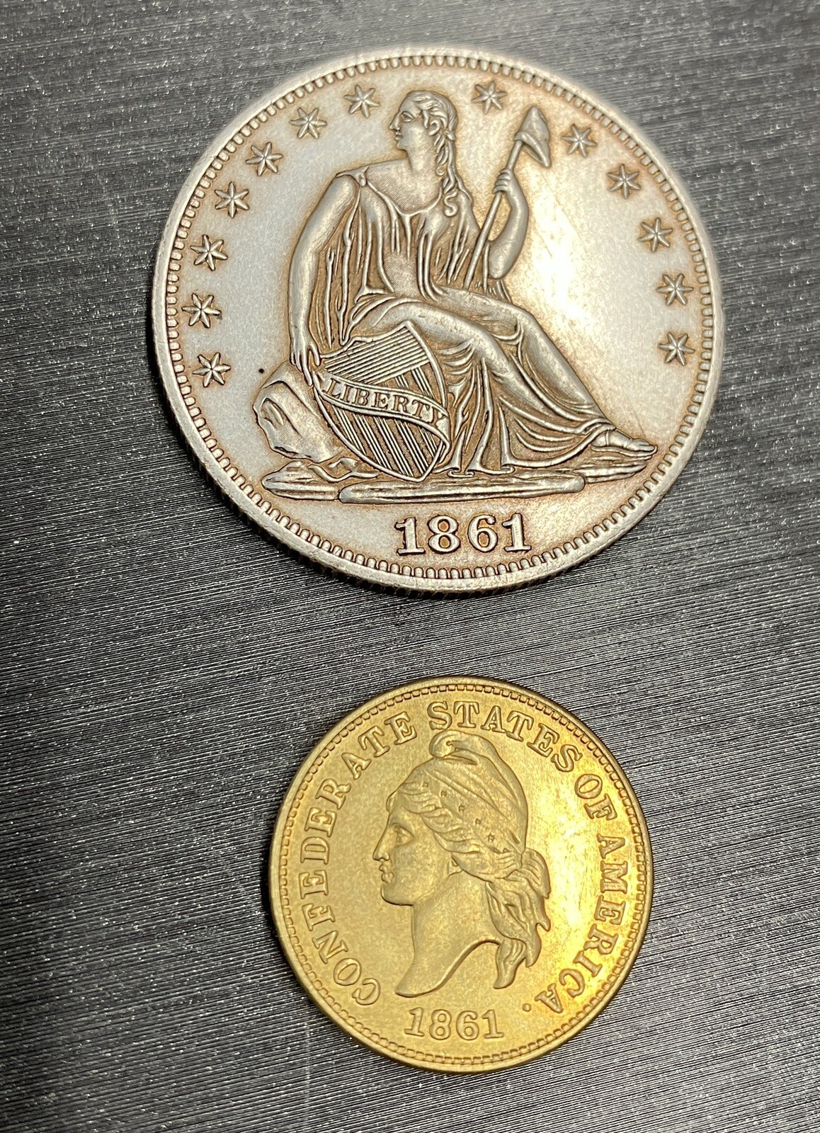 CONFEDERATE GOLD Penny coin And Half Dollar RESTRIKE LOT of 2 | eBay