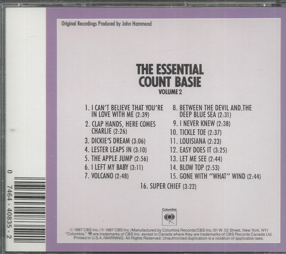 COUNT BASIE - CD - The Essential Volume 2 - LIKE NEW | eBay