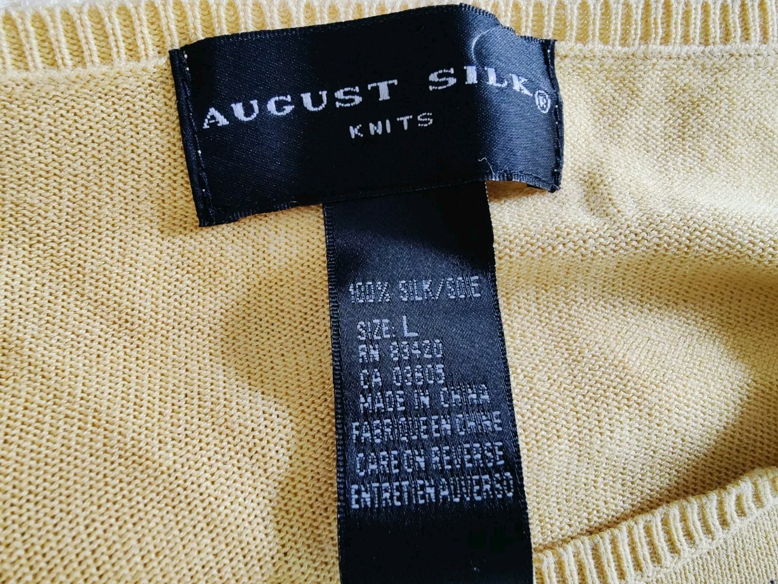 August Silk Knits 100% Silk Yellow Sleeveless Sweater Vest Size L | eBay