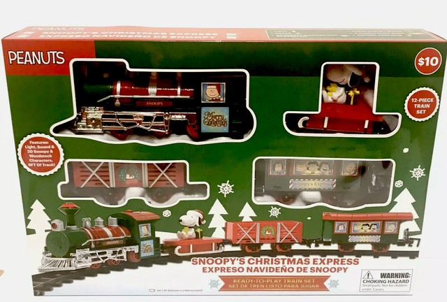 Peanuts Snoopy's Christmas Express Train Set With Lights & Sound 9 FT ...