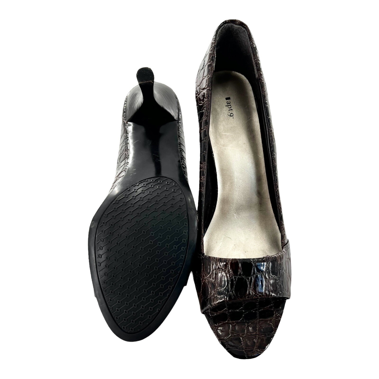 Apt 9 Women's Open Toe Glance Brown Croco Pump High Heel Shoes Size 10 Medium | eBay