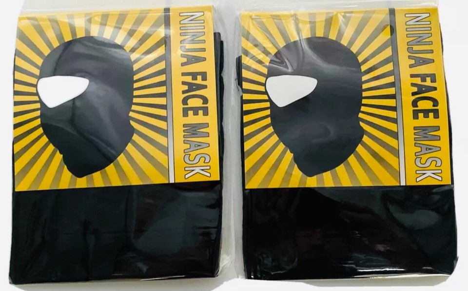 BALACLAVA BLACK NINJA FULL FACE MASK SPORT TACTICAL COSPLAY HAT (2 Lot ...