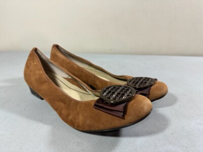 ARA HIGH SOFT WOMEN'S TAN SUEDE SLIP ON FLAT WITH MEDALLION UK SIZE 6 ...