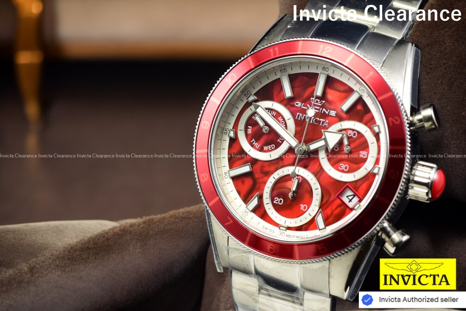 Invicta Glycine Five Element Fire Men's Swiss Red Dial Steel ...