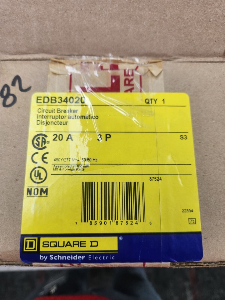 SQUARE D EDB34020 CIRCUIT BREAKER 20AMP 3POLE | eBay