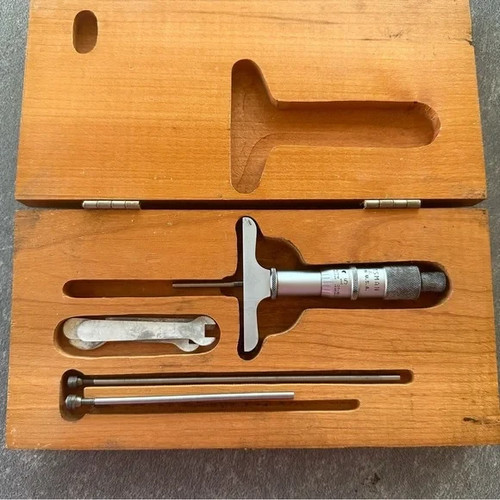 Craftsman 0-3" Depth Micrometer w/ Original Wooden Box USA Made Tool ...