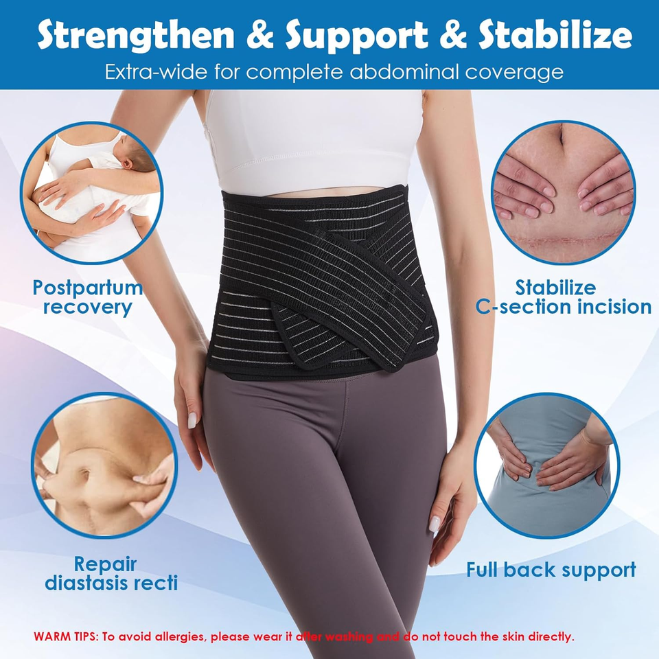 Postpartum Belly Band, Abdominal Binder Post Surgery Belly Wrap, C ...