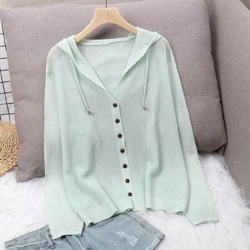 Women's Knitted Cardigan Summer Long Sleeved Coat Thin Sun Protection ...