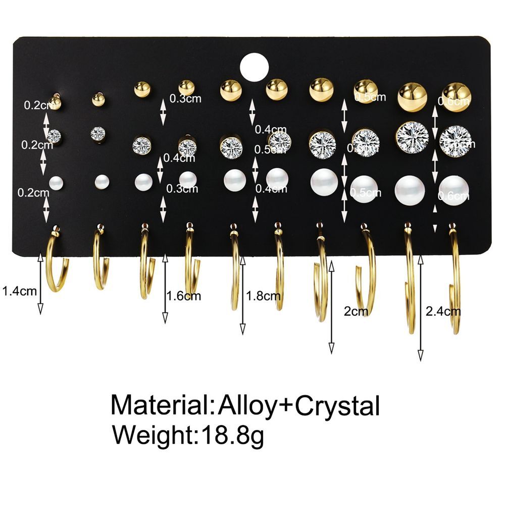 New Jewelry Women Girls Earrings Set Pearl Zircon Ear Stud Hoop Ring | eBay