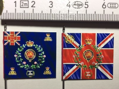 218) 2x 25/28mm British Napoleonic Flags Waterloo 1815 42nd Highland ...