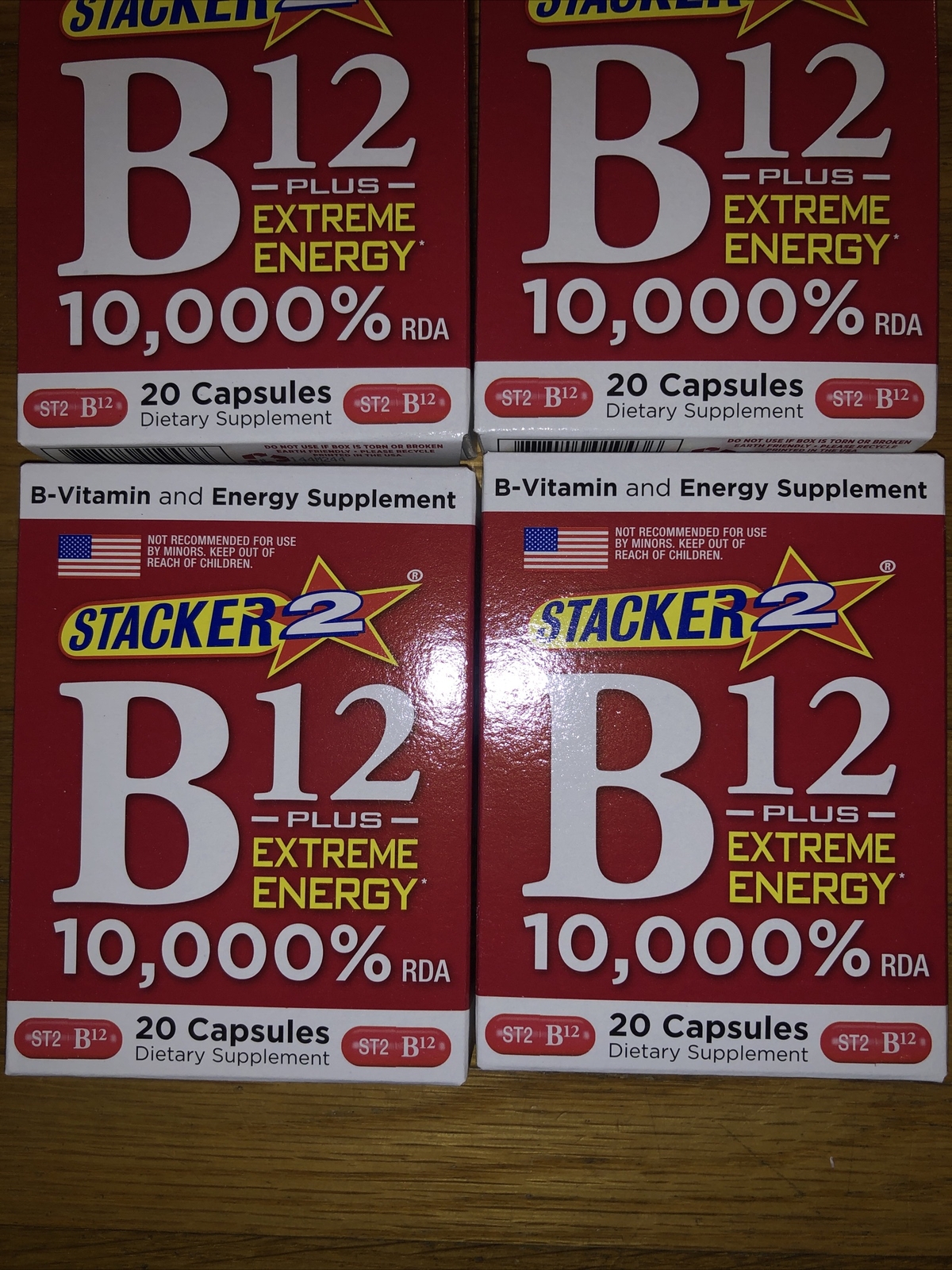 Lot Of 4- Vitamin B12 10,000% RDA Plus Extreme Energy Dietary ...