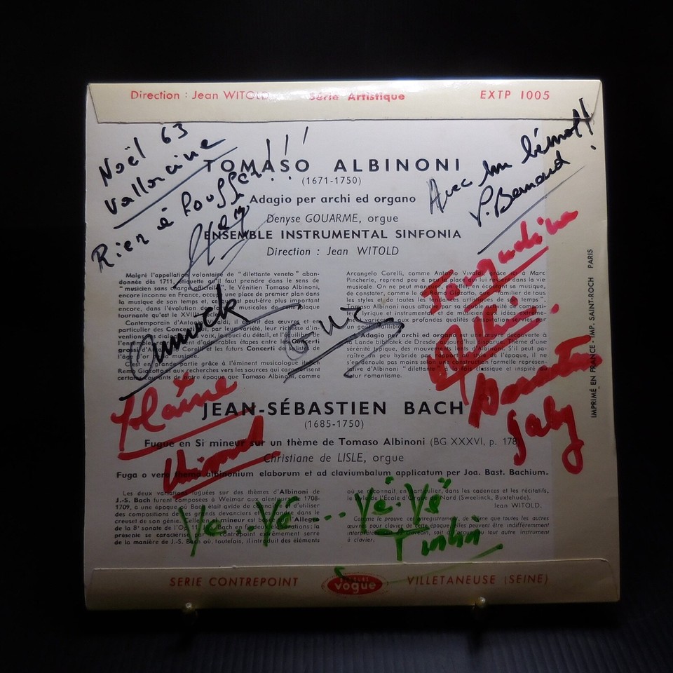 Tomaso Albinoni Jean-Sebastien Bach Extp1005 Vinyl Record 45 RPM N8188 ...