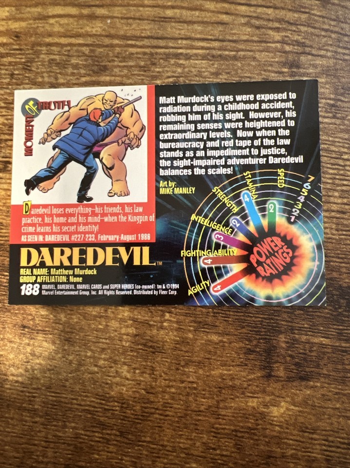 1994 Marvel Universe #188 Daredevil Super Heroes | eBay