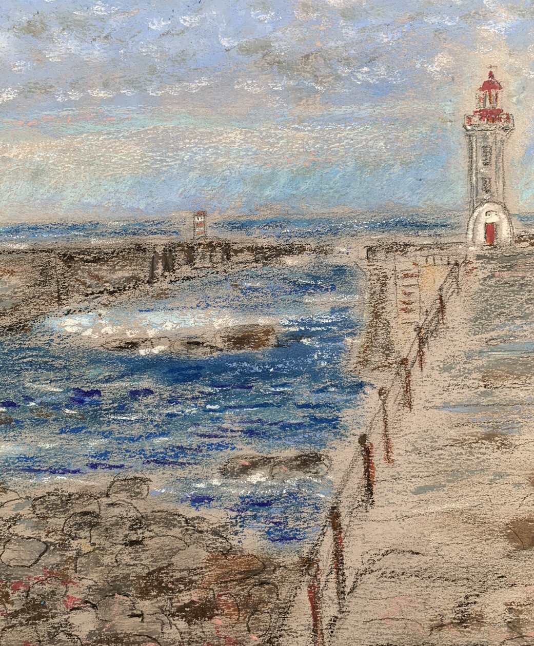 Peinture #Impressionniste PASTEL le phare de Porto Au Portugal côté ...