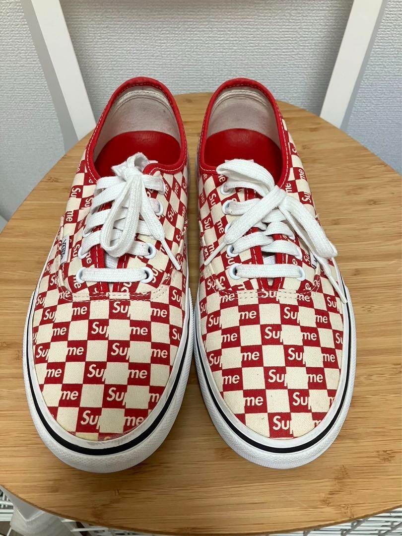 VANS Supreme Authentic Pro Checker Logo Sneakers Red … - Gem
