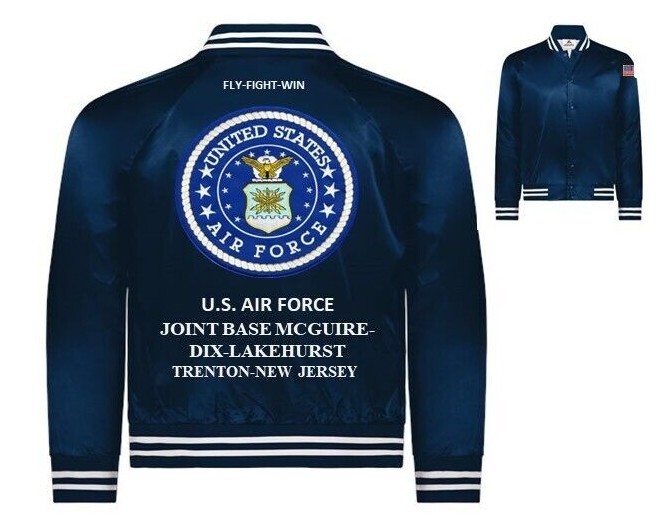 POPE AIR FORCE BASE*FAYETTEVILLE-NC*USAF*EMBROIDERED SATIN JACKET(BACK ...