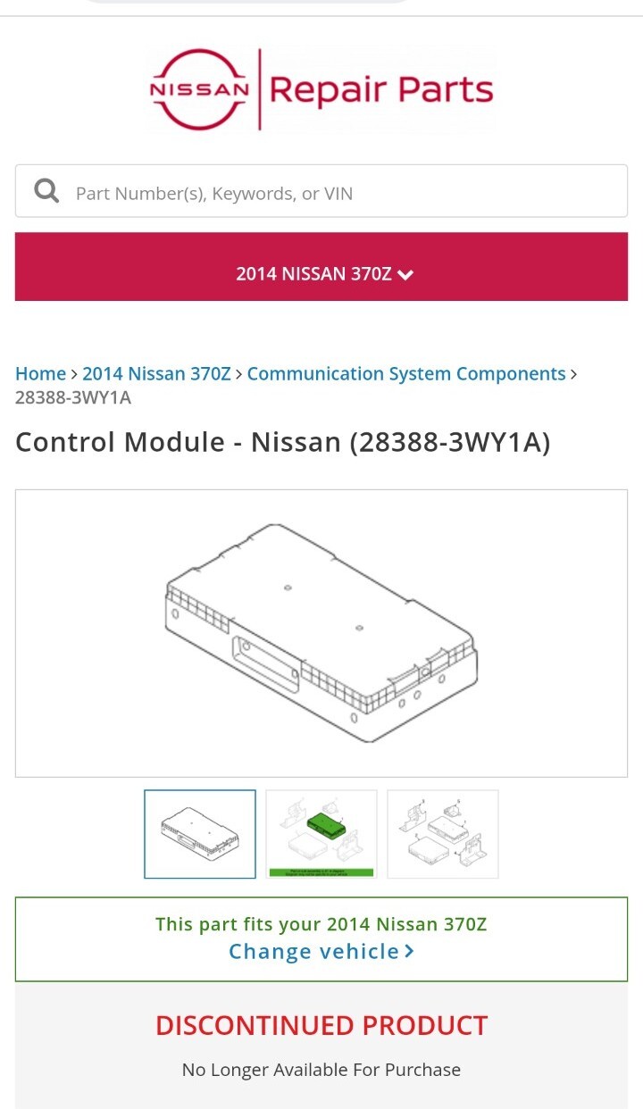 2014 Nissan 370Z AT 3.7L OEM Telematics Communication Control Module ...