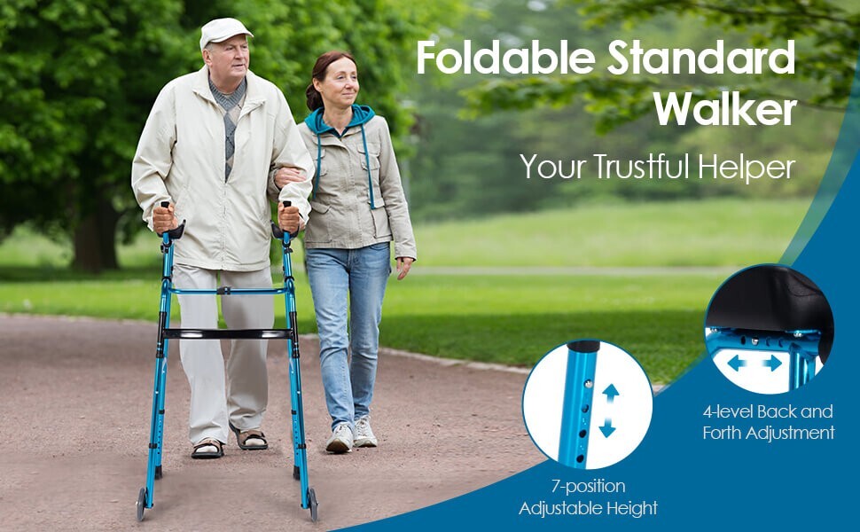 Foldable Lightweight Aluminum Rehabilitation Walker Senior Adult ...