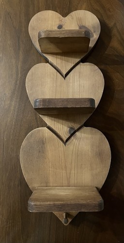 VTG Wood Heart Cutout Shelf Tiered Country Cottage Farm | eBay