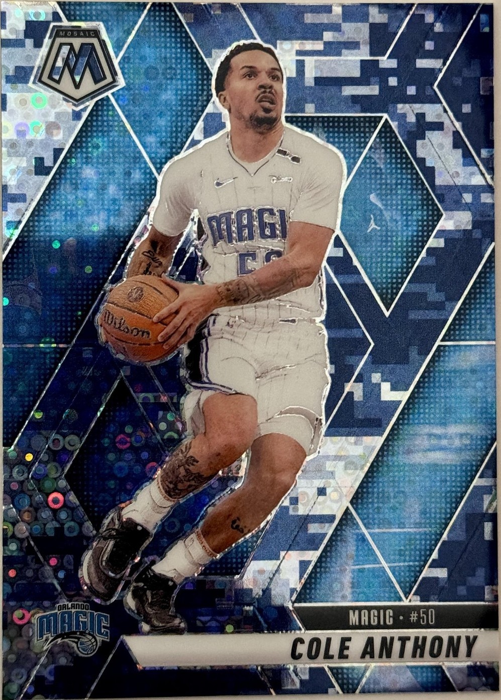 2024-25 Panini Mosaic - Cole Anthony #92 Fast Break Blue Camo Mosaic ...