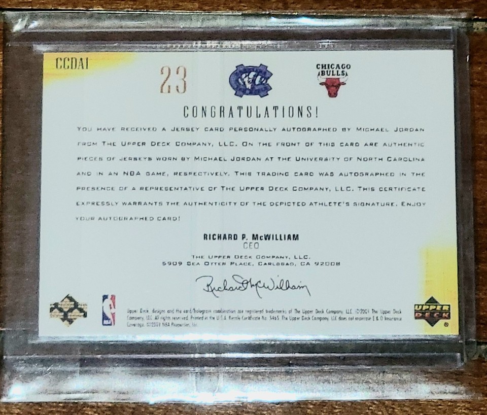 MICHAEL JORDAN DUAL GAME JERSEY AUTO /23 BULLS 2001-02 UD COMEBACK ...