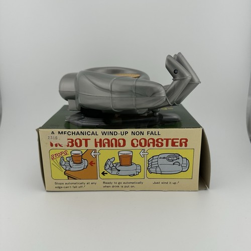 Vtg Yone Yoneya Mechanical Wind Up Robot Hand Coaster w Box Robot Toy ...