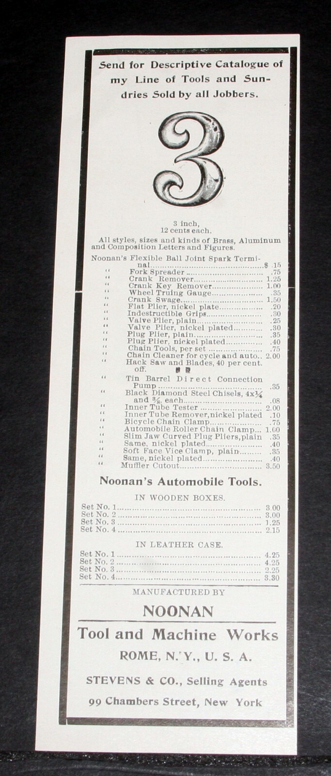 1904 OLD MAGAZINE PRINT AD, NOONAN TOOL & MACHINE, AUTOMOBILE TOOLS ...