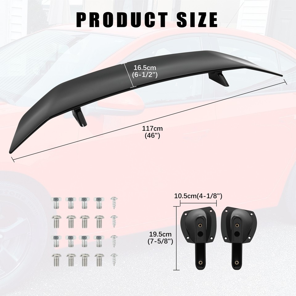 46" Gloss Black Racing Rear Trunk Spoiler GT Wing Diffuser For Jaguar ...
