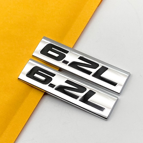 2x Chrome Black Metal Fender Trunk 6.2L Emblem V6 V8 Engine Logo 3D ...