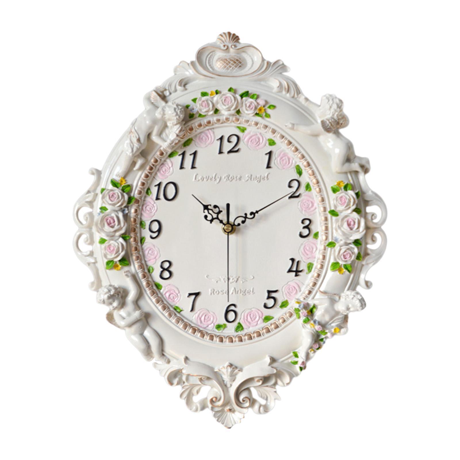 Resin Angel Wall Clock Battery Operated Wall Mount Modern Decorative ...
