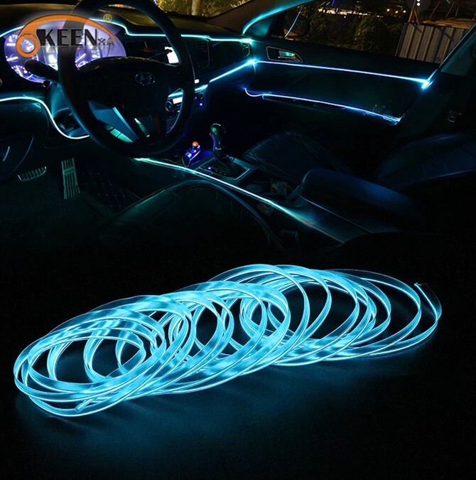 Car LED Strip Neon Rope EL Wire Flexible String Glow Light 5m DIY ...