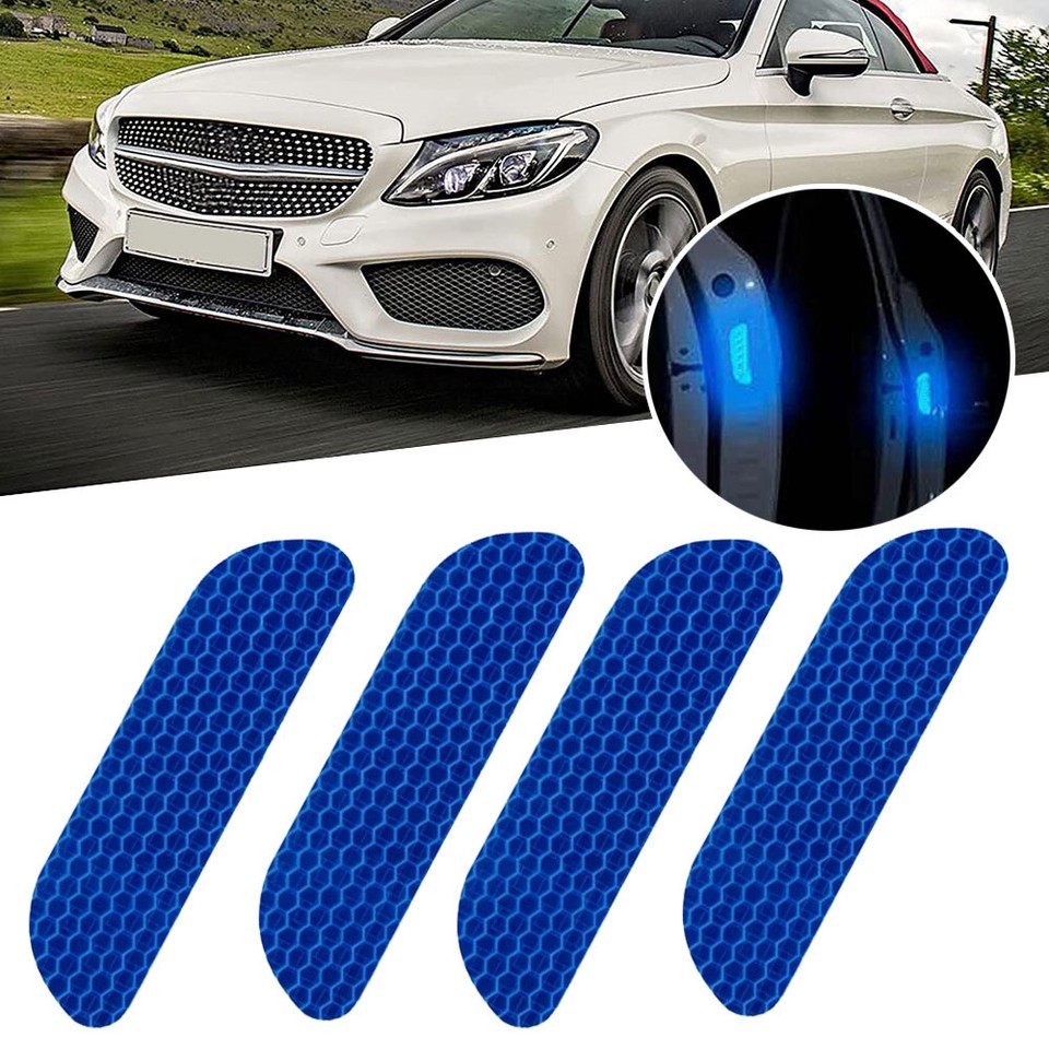 4x Blue Reflective Tape Warning Safety Mark Car Door Sticker Car ...