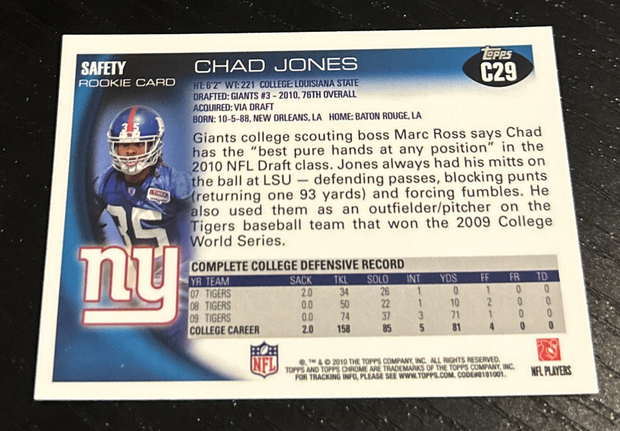 2010 Topps Chrome Chad Jones Rookie | eBay