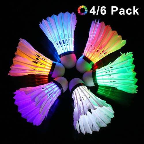 Light Up Shuttle-Cocks Goose Feather Glow Birdies LED Badminton ...