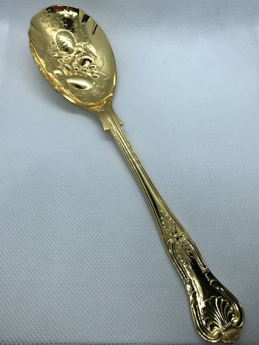 VINTAGE SHEFFIELD ENGLAND EPNS Ai GOLD WASH 9" SERVING SALAD SPOON ...