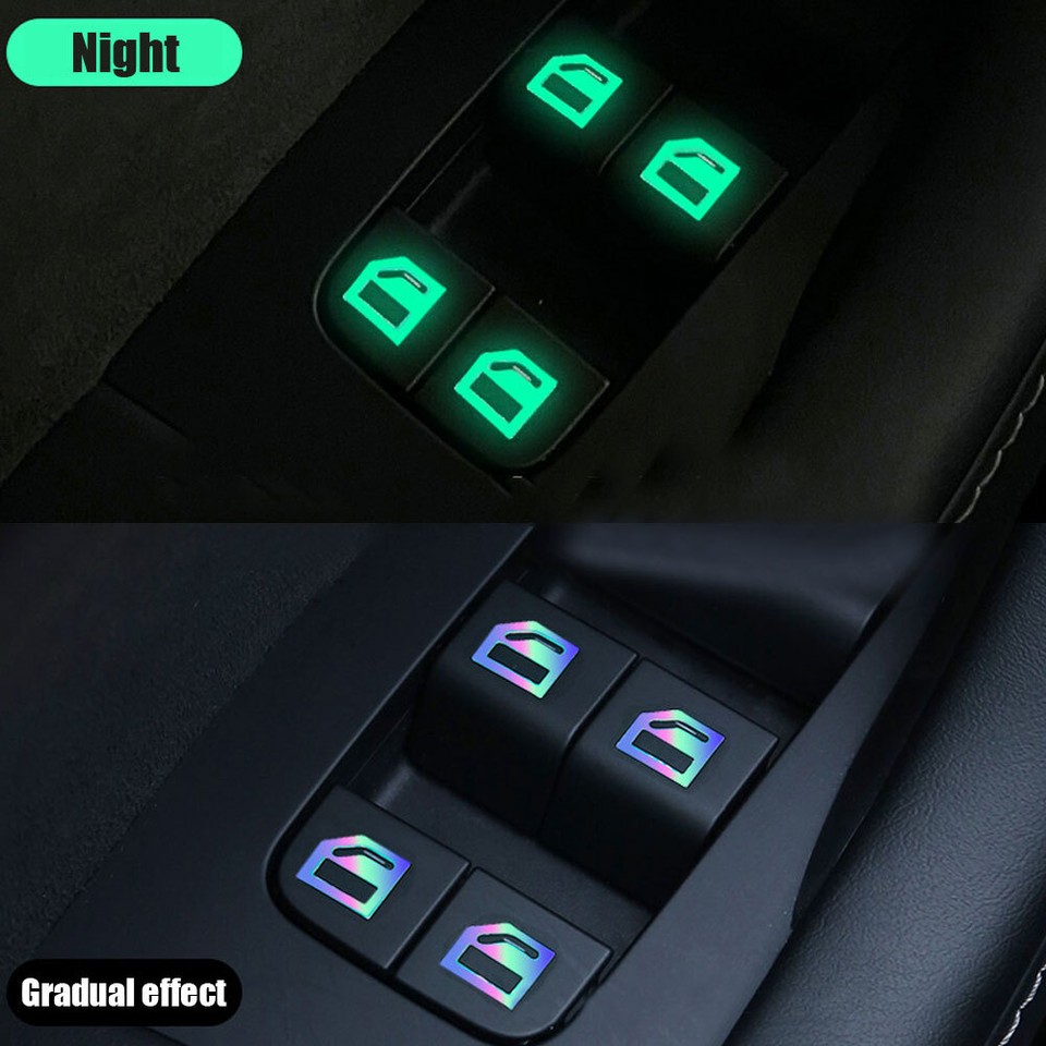 Luminous Car Interior Window Door Switch Sticker Decal Car Accessories ...